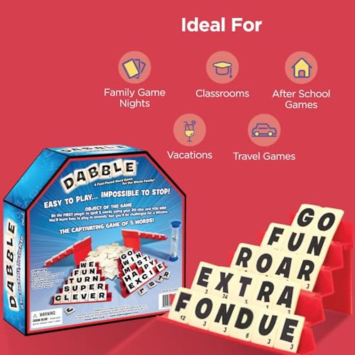 Dabble Word Game - Enhances Memory, Spelling, and Vocabulary for All Ages - Award-Winning, Engaging, Educational Entertainment for Kids, Families, and Seniors, 2-4 Players, Ages 8+