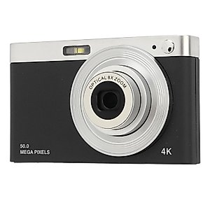 4K Digital Camera, Full HD 50MP 16X Digital Zoom Compact Point and Shoot Camera, Lightweight Small Vlogging Video Camera with Built in Flash & Filters, for Beginners Kids Teens