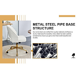 Gustonhon Modern Household Velvet Office Chair,Adjustable 360°Swivel Chair Armless Swivel Computer Chair,with Wheels High Back,Suitable for Living Room,Bedroom,Office,Hotel Dining Room (White)