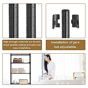 TYNB 5 Tier Steel Wire Shelf Metal Storage Rack NSF Commercial 14' D x 24' W x 60' H 750Lbs Adjustable Leveling Feet Wire Shelving Unit for Office Restaurant Kitchen Pantry Rack Black