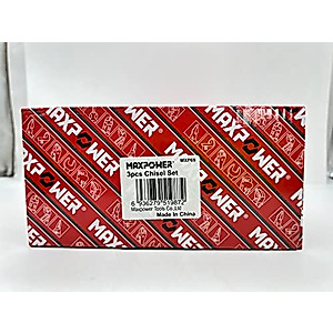 MAXPOWER 3PCS Masonry Chisel Set, 11 inch Point Chisel and Flat Chisel, 8 inch Brick Chisel, Tile Chisel Concrete Chisel with Thickness Hand Guard