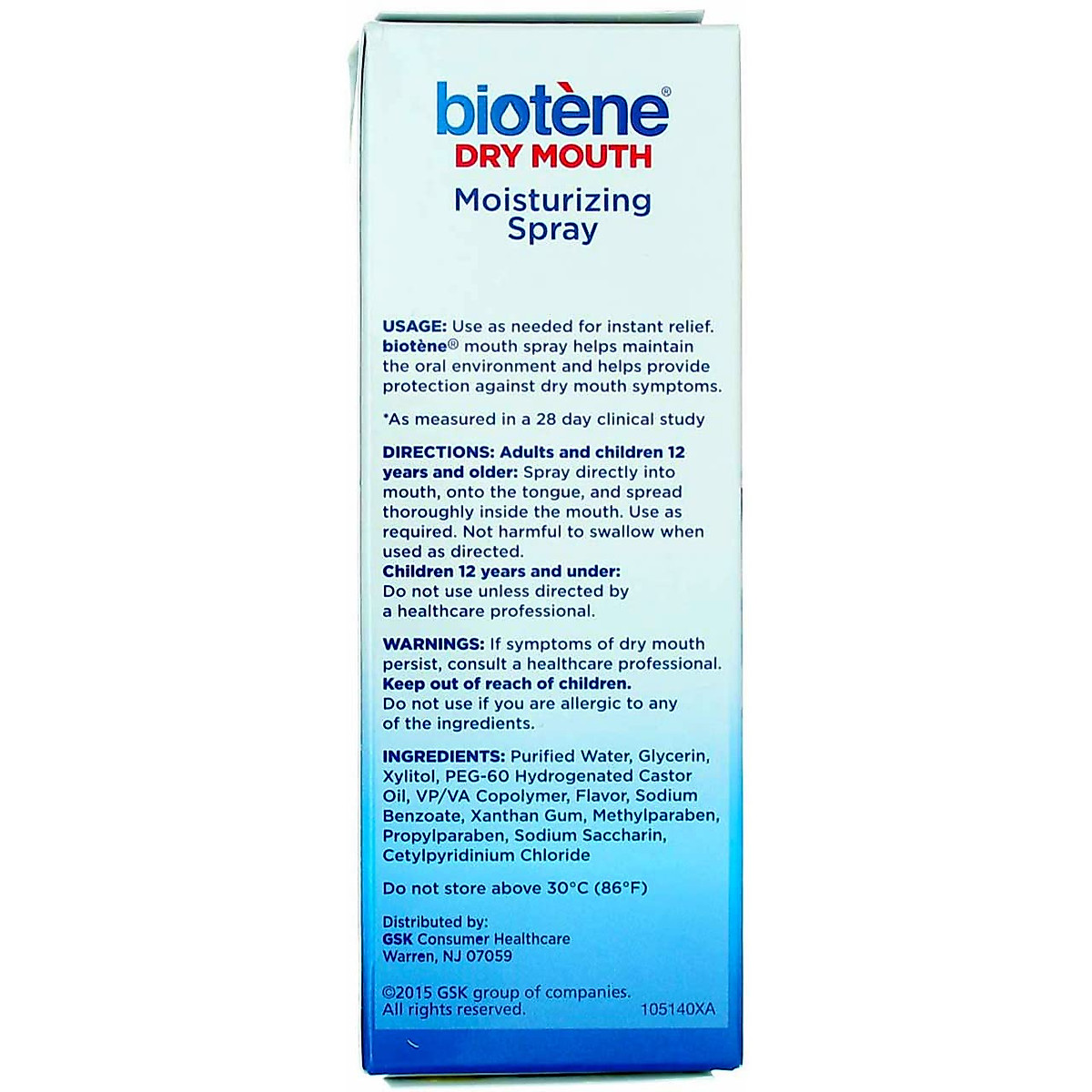 Biotene Gentle Mint Moisturizing Mouth Spray, Sugar-Free, for Dry Mouth and Fresh Breath, 1.5 Fl Oz (Pack of 2)