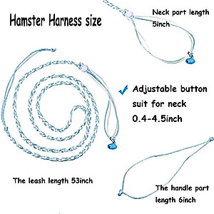 WoYous Hamster Harness 5 Pieces Adjustable Small Animal Bell Harness Rope Harness for Lead Walking Pet Gerbil, Rat, Mouse, Hamster Harness