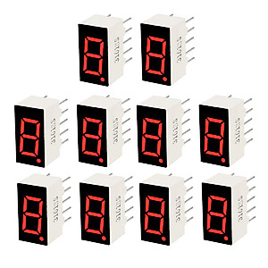 uxcell Common Anode 10 Pin 1 Bit 7 Segment Display 0.55 x 0.3 x 0.33 Inch 0.35" Red LED Display Digital Tube 10pcs