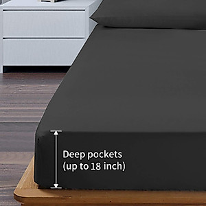 EaseHome Full Size Sheets - Extra Soft Full Sheets with 18-inch Deep Pocket, Premium Bedding Collection - Extra Soft Breathable Wrinkle Fade Stain Resistant Hypoallergenic - 4 Piece (Full, Black)