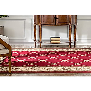 Well Woven Timeless Fleur De Lis Red Formal Area Rug 5'3" X 7'3"