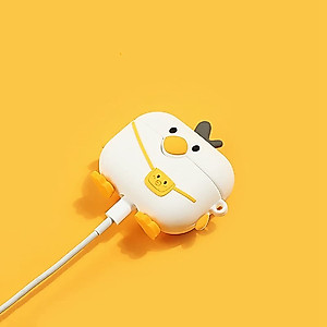 Compatible with AirPods Case, Silicone 3D Animal Cute Penguin Chicken Duck Reindeer Piggy Fun Cartoon Character Airpod Cover (AirPods Pro, Chicken with Bag)