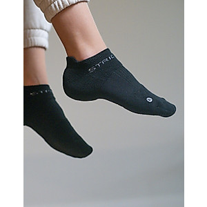 Strideline Basic Low Cut Socks | Quad-Ply Yarn Padding, Direct Compression and Zoned Cushioning, 1 Pack (Black, Medium-Large)