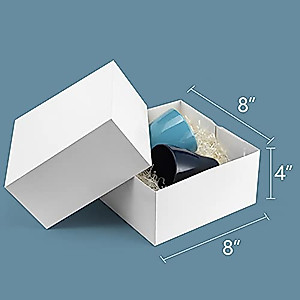 ValBox Premium Gift Boxes 10 Pack 8 x 8 x 4 White Paper Gift Boxes with 20 Meters Hemp Rope for Christmas Gifts, Bridesmaid Proposal Boxes, Easy Assemble Boxes