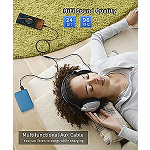 USB C to 3.5mm Aux Cable, 2 in 1 USB C to 3.5mm Car Stereo Aux Headphone Jack Cable with USB C Charging Compatible with Samsung Galaxy S23/S22 Ultra/S21/S21FE/S20/Note 20, Pixel 7/7Pro/6/6Pro/5/4/3XL