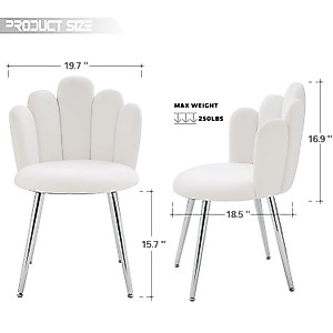 BOWTHY Vanity Chair for Makeup Room - Midcentury Modern Accent Chair for Living Room Bedroom, Velvet Chair with Back Support and Metal Legs (White)