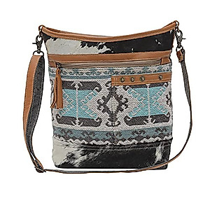 Western Leather Shoulder Bag for Women - Upcycled Canvas Crossbody Bag Isabela Fiori