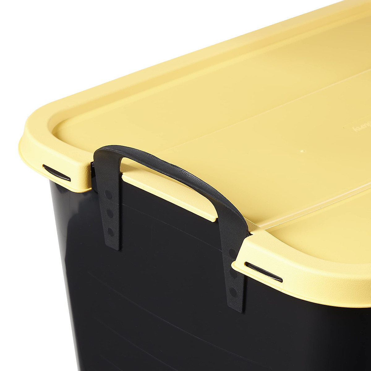 Life Story 55 Quart Plastic Stackable Storage Unit Bin with Lid and Handles for Home Garage Organization, Black and Yellow (6 Pack)