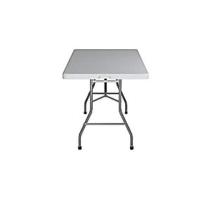 Office Star Resin Rectangle Center-Folding Portable Table for Picnics, Camping, and Tailgating, 6 Feet