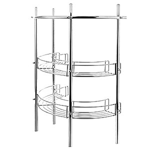 MyGift Under-The-Sink Bathroom Quality Pedestal Storage Rack with 2 Shelves & Hand Towel Bar, Chrome Plated