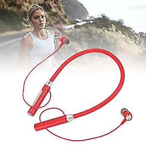 BT 5.2 Neckband Earbuds, Wireless Magnetic Headphones, IPX5 Waterproof Stereo Ergonomic Enhanced Bass Sports Earphone with Multi Functional Buttons for Exercising (Red)
