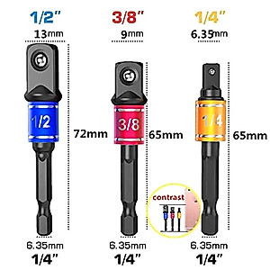 ALINGOTU Right Angle Drill Adapter and Drill Socket Adapter,Impact Driver Bit Set,Right Angle Drill Attachment,3-Piece 1/4", 3/8", and 1/2" Drive,Black,Cr-V,Gifts for Dad,Christmas Stocking Stuffers