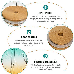 Hemoton Drinking Cup Glass Cups Water Cups Drinking Glasses with Bamboo Lids and - 12oz (350ml) Can Shaped Cups, Beer Glasses, Iced Coffee Glasses (Orange) Cold Drink Cups Flutes