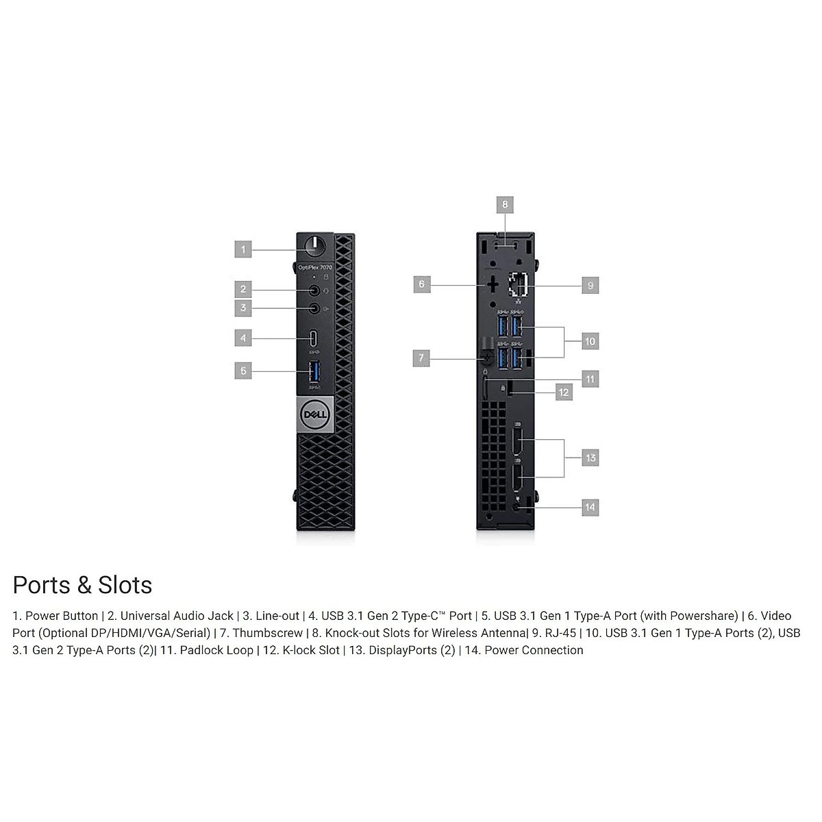 Dell OptiPlex 7070 MFF Desktop Computer Intel Core 9th Gen i7-9700T 2.00GHz to 4.30GHz 8-Cores CPU 16GB DDR4-2666MHz Memory 256GB NVMe PCIe SSD 1TB SATA HHD Windows 10 Pro Dell 3-Years ProSupport Plus