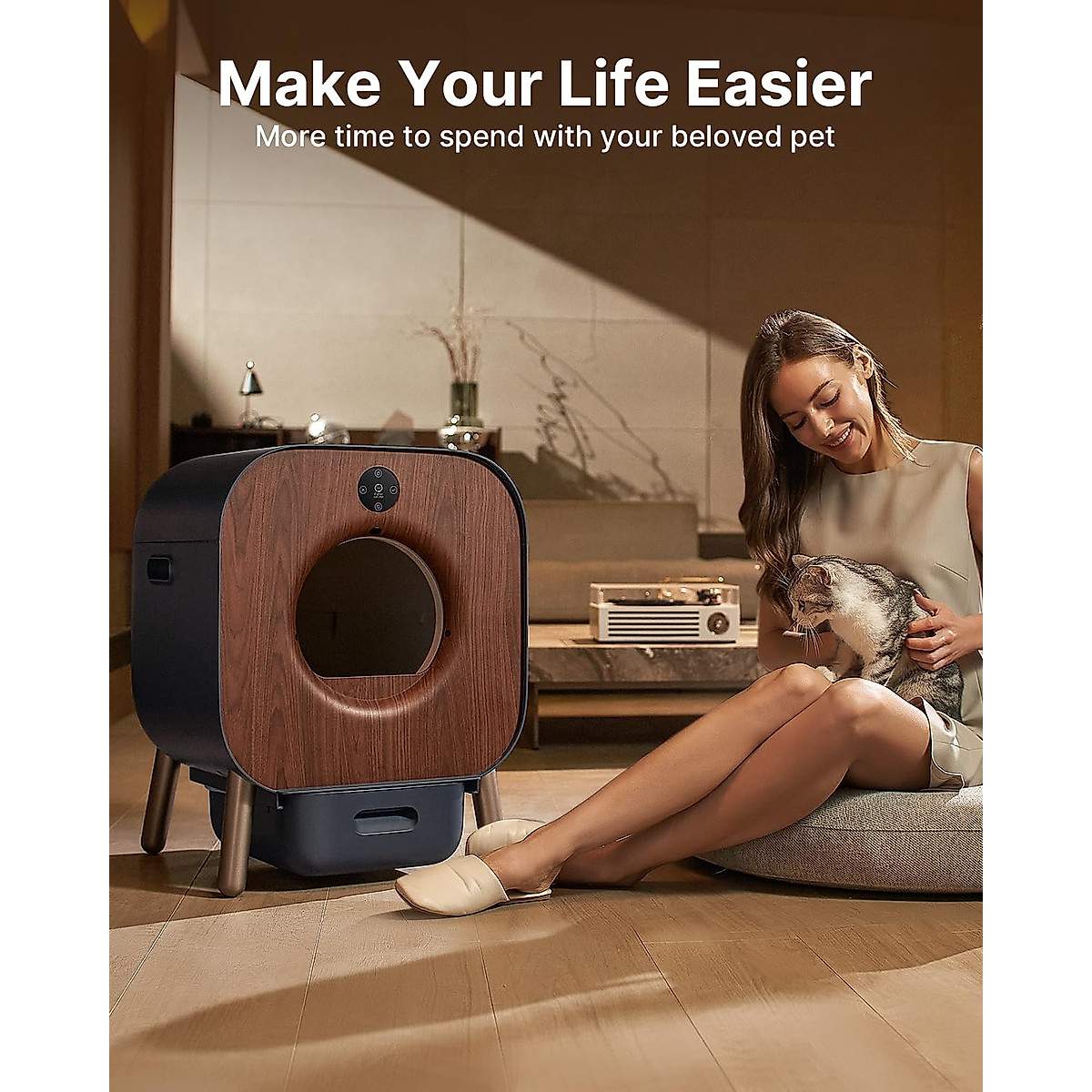 PAWBBY Self Cleaning Cat Litter Box, Automatic Cat Litter Box with Smart APP Control & Strong Odor Control for Multiple Cats, Ten-fold Safety Protection Scoop Free Large Litter Boxes with Mat & Liner