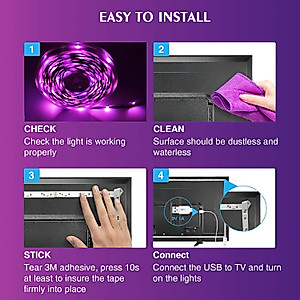 Led Strip Lights, 8.2ft TV Light Strip for 32-58 inch TV/Monitor Backlight, USB Led Strip Mood Light with 4096 DIY Colors Remote Control