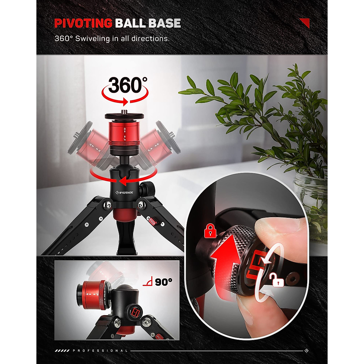 IFOOTAGE Small Tripod, Professional Mini Tripod for Photography, Tabletop Tripod for Photography, Aluminum Heavy Duty, Desktop Tripod Compatible with Sony, Nikon, Canon DSLR Camera, IFOOTAGE Base