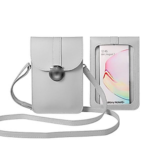 Cell Phone Crossbody Bag for Women Shoulder Bags Touch Screen Wallet Purse with Clear Window(Gray)
