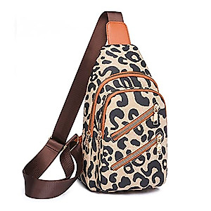 Tekzitfuir Women's Leopard Chest Bag Chest Backpack Bag Sling Crossbody Bag Satchel Backpack Purse