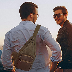 Lemuvlt Waxed Canvas Slim Sling Bag Mini Casual Daypacks Backpack Durable Crossbody Chest Bag Outdoor Travel Hiking Cycling(Brown)