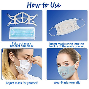 Upgraded 3D Silicone Face Mask Bracket with Earloops,Breathe Cup Turtle Shape,Cool Insert for More Breathing Room,Inner Support Frame,Breathable Spacer Keep Fabric Off,Lipstick Protector(Black,5PCS)