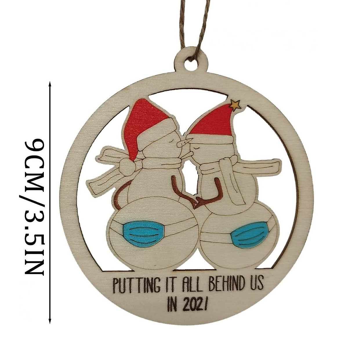 GTRXTAR 2021 Wooden Christmas Ornaments Christmas Tree Wooden Round Pendant Decoration, Christmas Tree Home Garden Decoration Hanging Ornaments (B) (D)