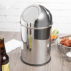 G.E.T. SSTB-11 Stainless Steel 6.75" Stainless Steel Table Top Trash Can with Mirror Finish, Stainless Steel Coffee Station Collection