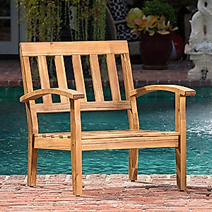 Christopher Knight Home Peyton Outdoor Wooden Club Chairs with Cushions, 2-Pcs Set, Teak Finish / Beige