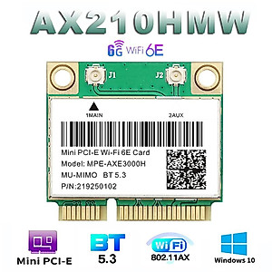 Teday WiFi 6E 3000Mbps Bluetooth 5.2 AX210HMW MPE-AXE3000H for Intel AX210 Wireless Mini PCI-E WiFi Card 802.11ax/ac 2.4G/5Ghz Adapter Than AX200