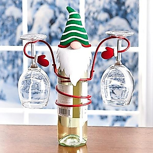 3Pcs Wine Glass Holder, Christmas Glass Wine Bottles Holder Features Santa, Snowman and Gnome Wine Bottle Glass Desktop Organizer Rack for Bar Home Display Christmas Decor, Wine Glass Holder