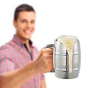 GALVANOX Gift Mug for Dad, Stainless Steel TOP DAD Barrel Cup with Handle and Sip Lid (Hot n' Cold) Double Wall Insulation for Beer & Coffee, 17oz (Gift Boxed for Christmas/Fathers Day)