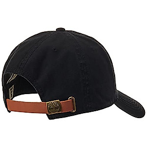 Timberland Men's Cotton Canvas Baseball Cap Hat, Black/Logo Patch, One Size