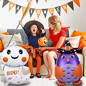10 Pieces Halloween Balloons Halloween Foil Balloons Halloween Mylar Foil Balloon Pumpkin Witch Ghost Bat Balloon for Halloween Party Decorations Supplies