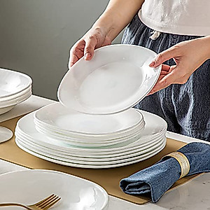 MALACASA Plates and Bowls Set for 12, Opal Glass Dinnerware Sets Chip Resistant, 36-Piece White Square Dinner Set with Plates, Dishes and Bowls, Dish Set Microwave Safe, Series Esmer