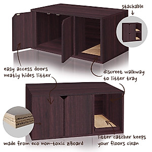WAY BASICS Cat Litter Box Enclosure Hidden Furniture (Scratch Pad Included)