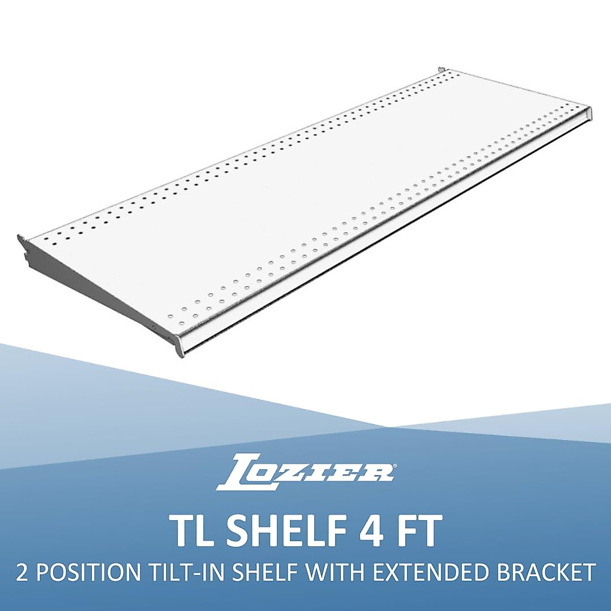 Lozier TL Shelf - Retail Display Shelving - Compatible Gondola Shelving Units - Product Shelves for All Commercial Business Types - 4' Width x 16" Depth (White)