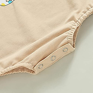 Infant Baby Girl Boy Easter Outfit Romper Sweatshirt Bunny Long Sleeve Bodysuit Pullover Tops Shirts Easter Clothes (Apricot, 12-18 Months)