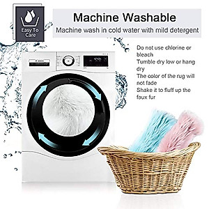 junovo Luxury Fluffy Area Rugs Furry Rug for Bedroom Faux Fur Sheepskin Nursery Rugs Fur Carpet for Kids Room Living Room Home Decor Floor Mat, Rectangle 2ft x 3ft White