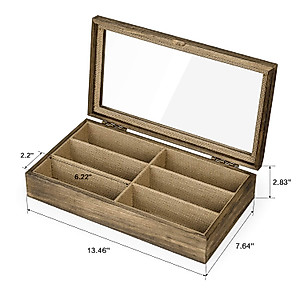 SRIWATANA Sunglasses Organizer Box, Father's Day Gift, 6 Slot Eyeglasses Display Case Storage for Women Men, Carbonized Black