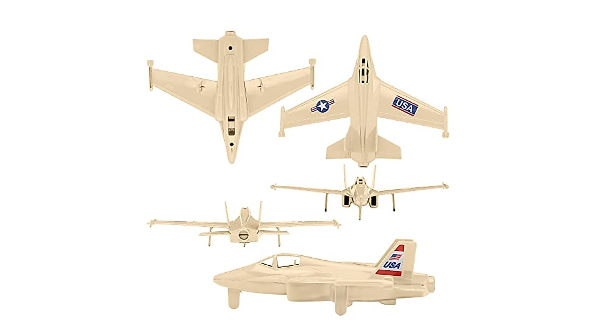 TimMee Prop Plane & Fighter Jet Set - Tan, US Made Plastic