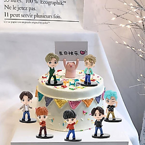7 Pack BTS Cake Toppers Figure, PVC Model Toys Cute Bangtan Boys Groups A.R.M.Y Action Figures Dolls Gift for Girls