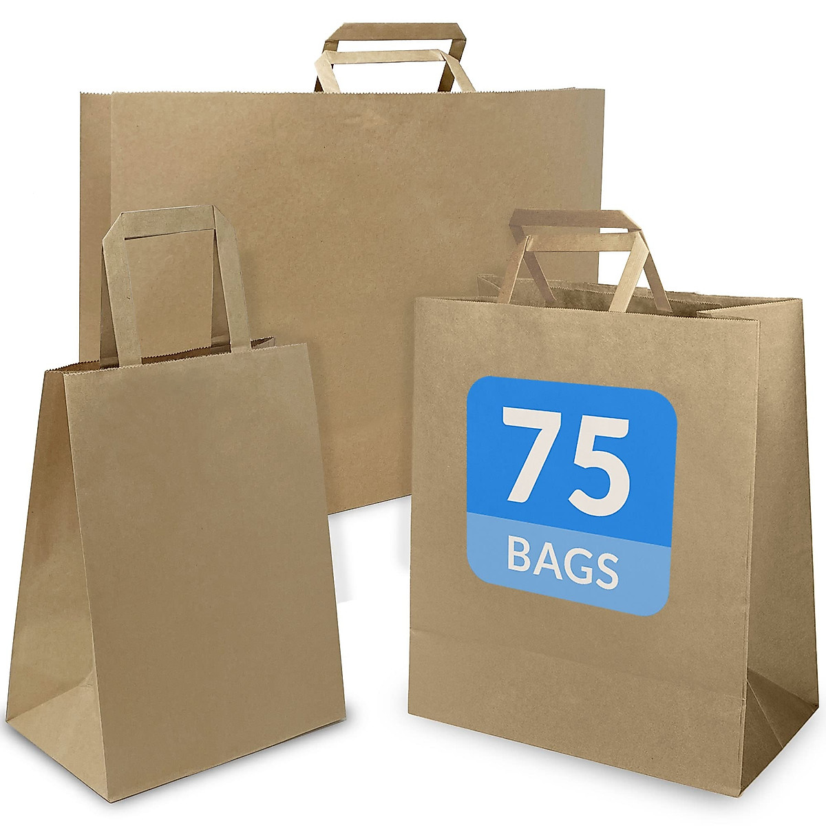 Reli. Paper Bags w/Handles, Kraft | Assorted Large Sizes | 75 Pcs (25 Bags Per Size) - Bulk | 8x4.25x10-10x5x13-16x6x12 | Brown Paper Bags Combo Pack | Retail Bags/Shopping Bags, Gift Bags