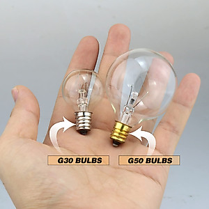 ETwinCoo Wax Warmer Bulbs, Custom Fit G30 25 Watt Bulbs for Middle Size Scentsy Warmers, E12 Base Clear Scentsy Light Bulbs for Wax Warmers - Long Life-Span and Melt Wax Fast, 120 Volt