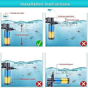 Weipro Fish Tank Filter with Pump - Submersible Power Filter for Aquariums & Ponds (70-150gallon & Height 20inch)