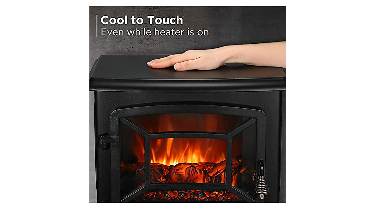 Electric Fireplace Heater with Realistic Flames - CSA Certified 1400W